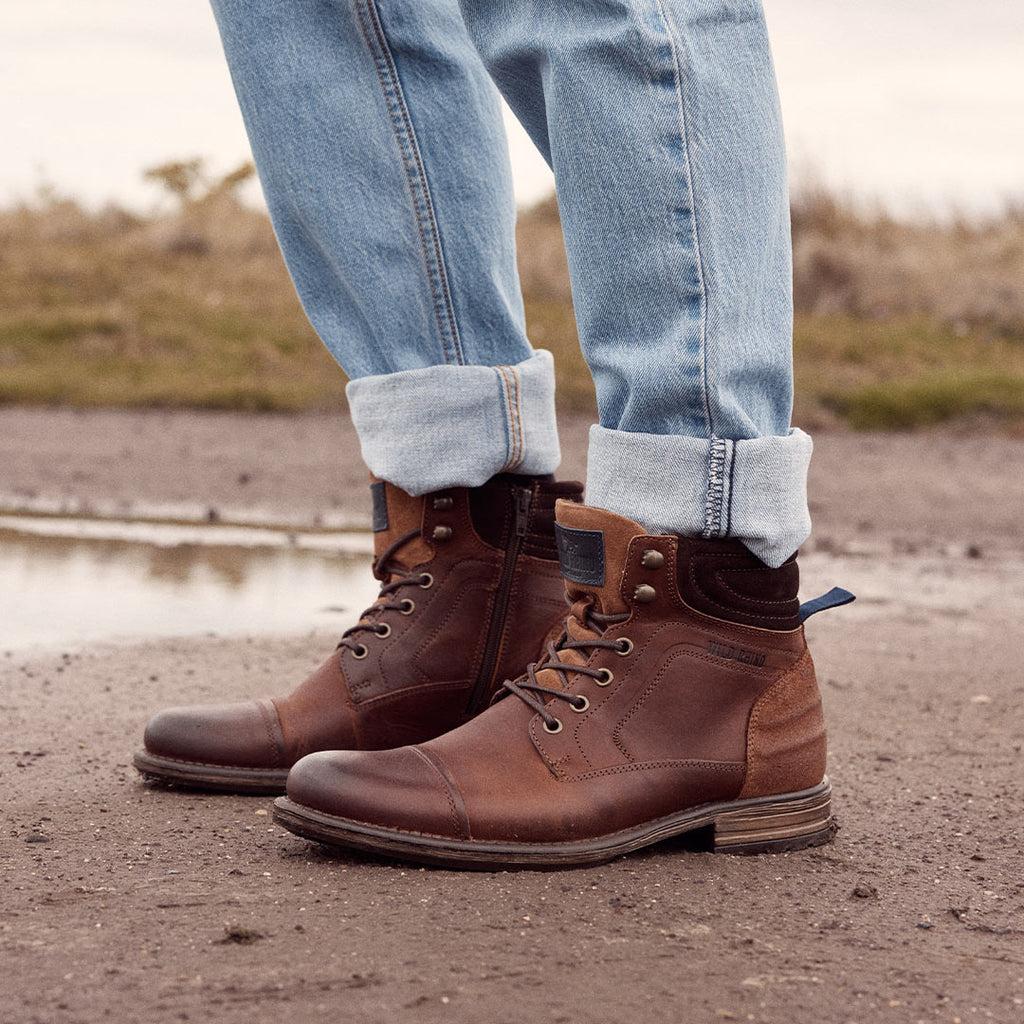 Benson Cognac - Mens Lace Up Boots - Wild Rhino Shoes